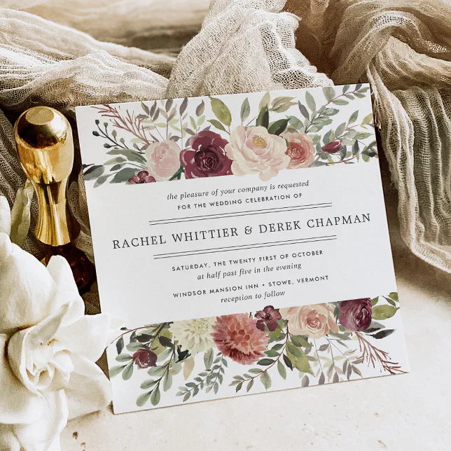 Rustic Bloom Wedding Invitation | Square | Zazzle