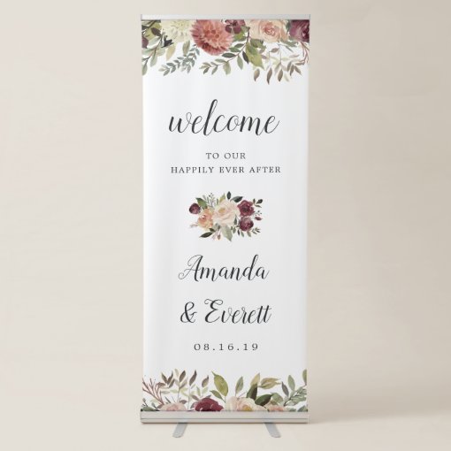 Rustic Bloom Wedding Welcome Retractable Banner | Zazzle