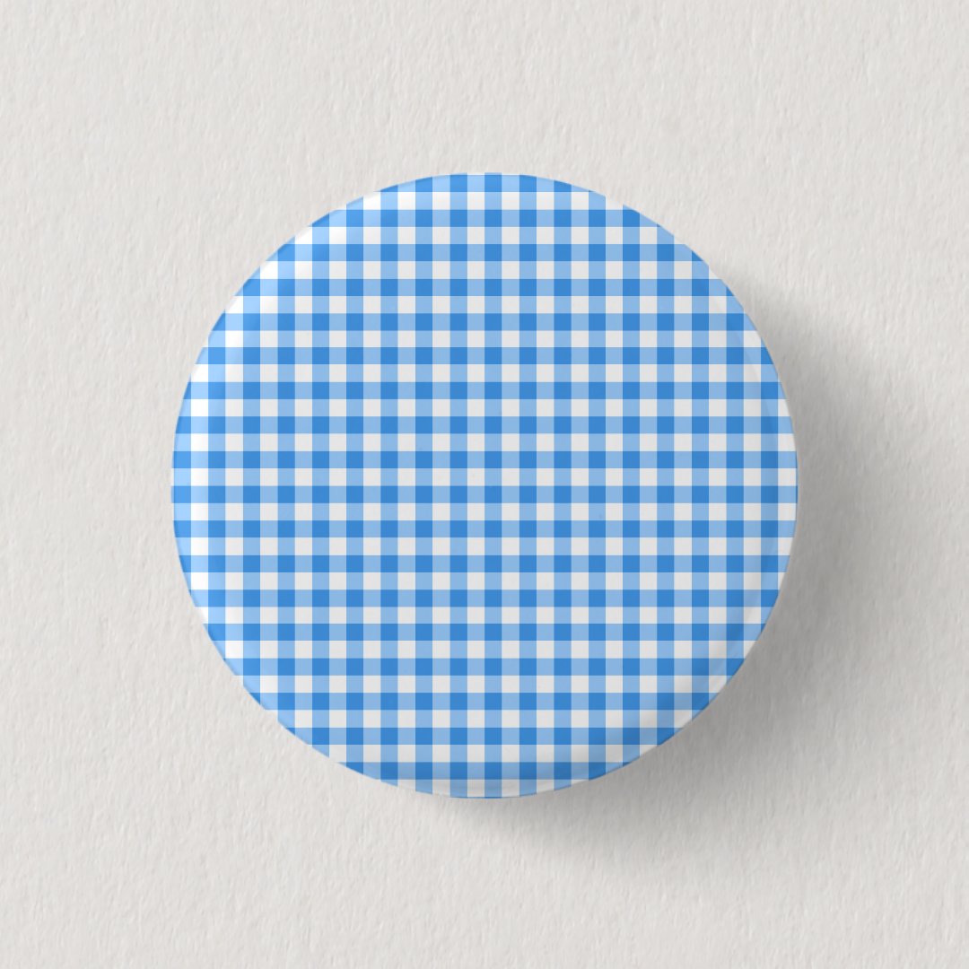 Rustic Blue And White Gingham Pattern Button | Zazzle