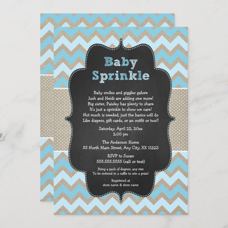 Rustic Blue Baby Sprinkle Invite / boy baby shower | Zazzle