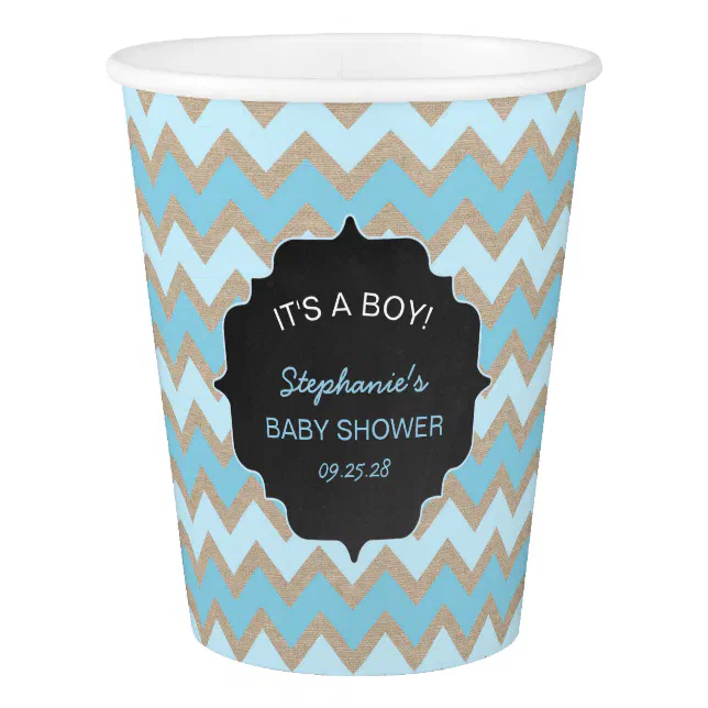 Rustic Blue chevron chalkboard message cup | Zazzle