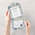 Rustic Blue Floral Watercolor QR Code All In One Invitation | Zazzle
