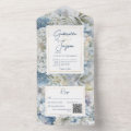 Rustic Blue Floral Watercolor QR Code All In One Invitation | Zazzle