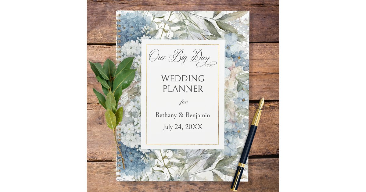 Rustic Blue Floral Wedding Planner | Zazzle