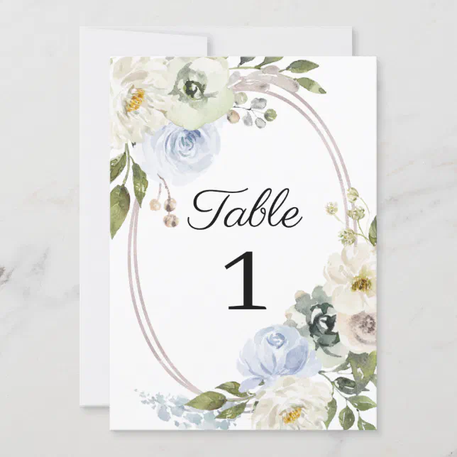 Rustic Blue Floral Wedding Table Number | Zazzle