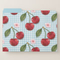 Rustic Blue Gingham And Cherries File Folder | Zazzle