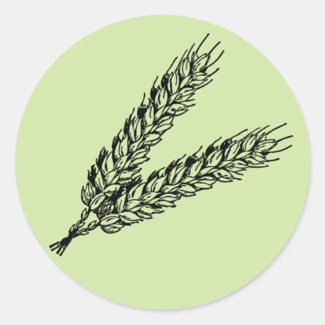 Rustic Blue Green Wheat Classic Round Sticker | Zazzle