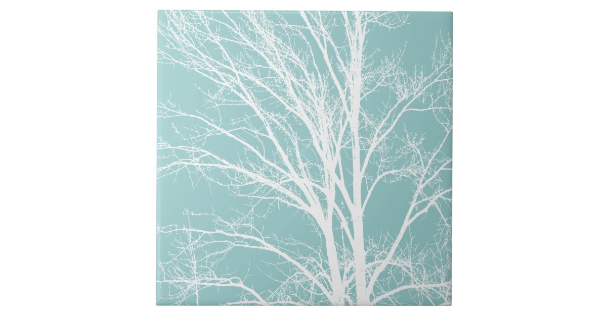 Rustic Blue White Tree Branches Tile | Zazzle