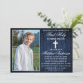 Rustic Blue Wood First Holy Communion Photo Invitation | Zazzle