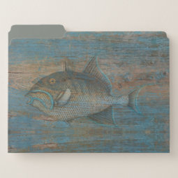 Rustic Blue Wood Fish Lobster Shrimp File Folder | Zazzle
