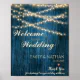 Rustic Blue Wood Strings Welcome To Our Wedding Poster | Zazzle