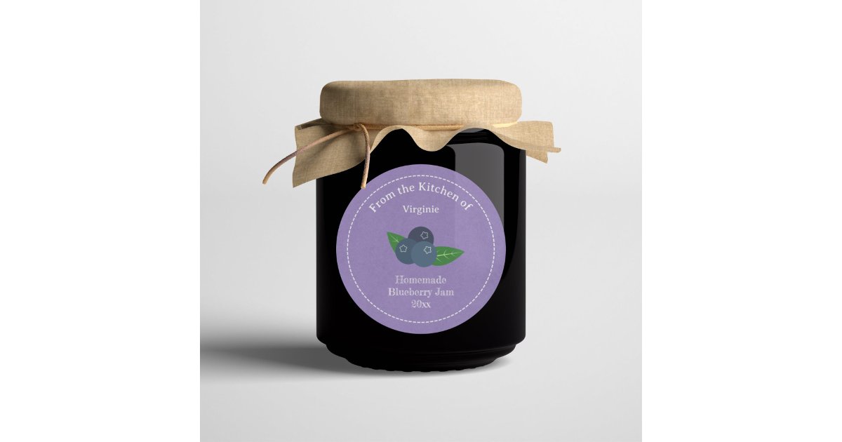 Rustic Blueberry Jam Label Sticker | Zazzle