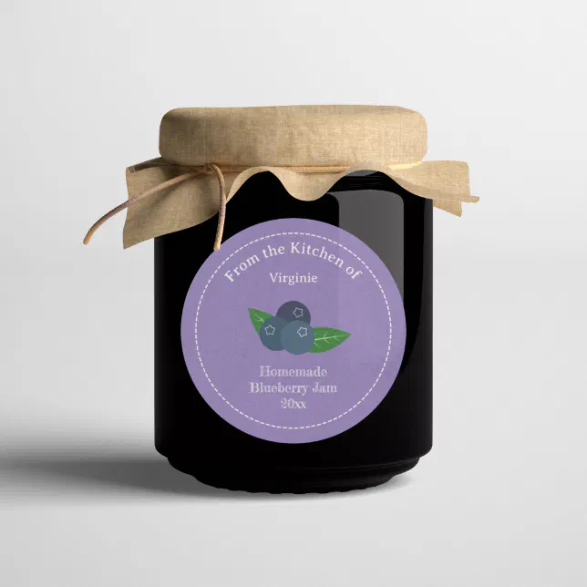Rustic Blueberry Jam Label Sticker | Zazzle