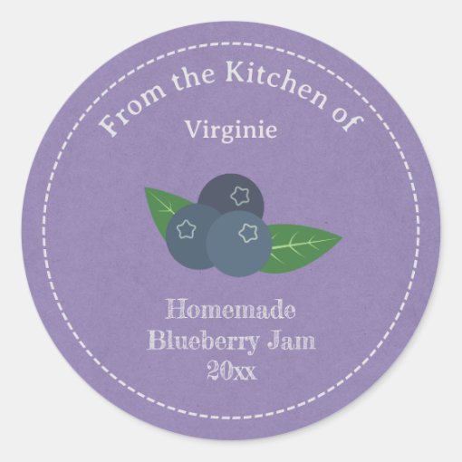 Rustic Blueberry Jam Label Sticker | Zazzle