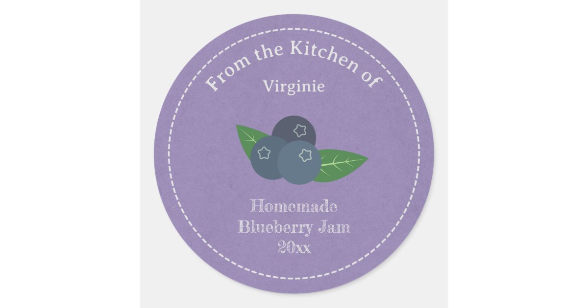 Rustic Blueberry Jam Label Sticker | Zazzle
