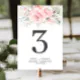 Rustic Blush Pink Floral Greenery Table Number | Zazzle