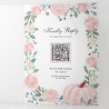 Rustic Blush Pink Floral Pumpkin QR Code Wedding Tri-Fold Invitation ...