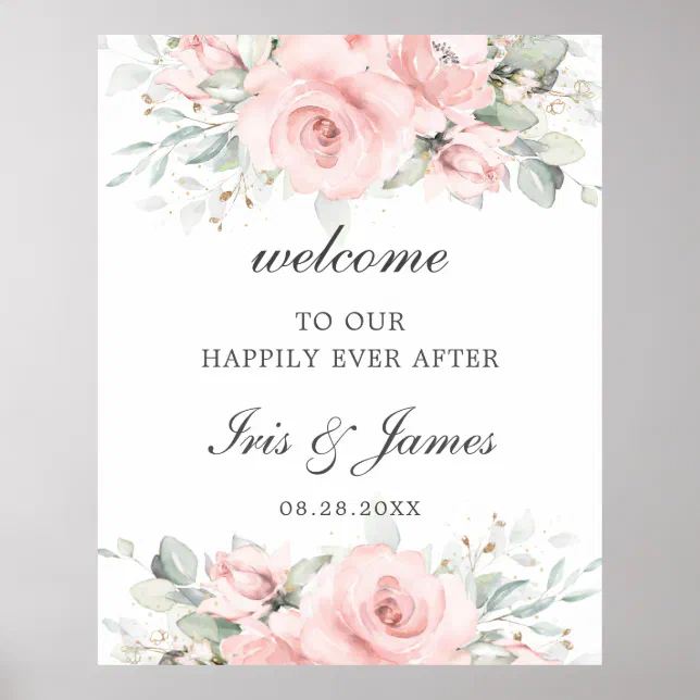 Rustic Blush Pink Floral Wedding Welcome Sign | Zazzle