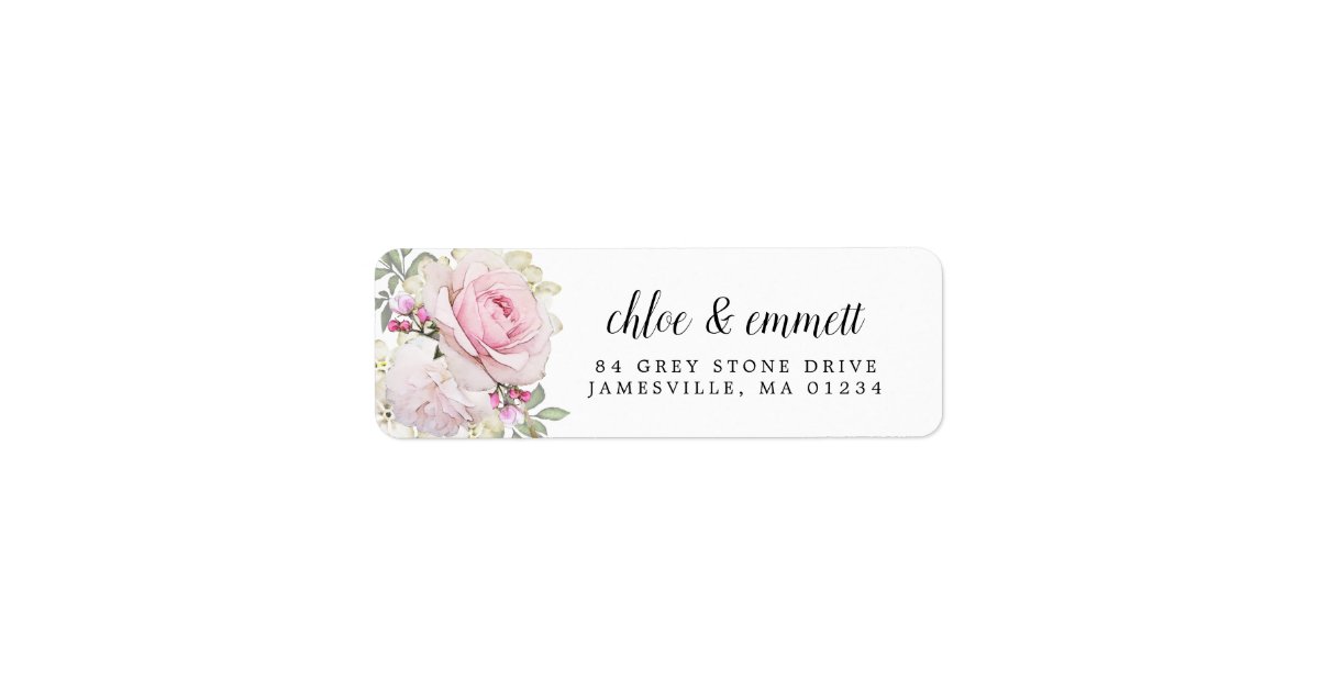 Rustic Blush Pink Rose Return Address Label | Zazzle