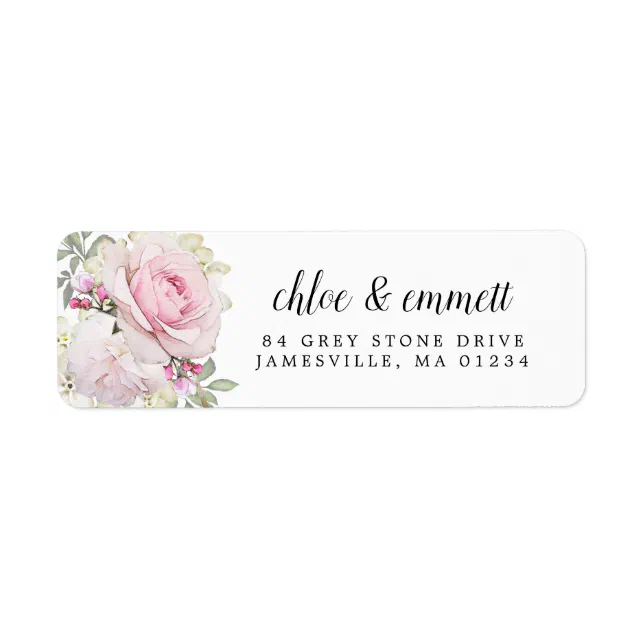 Rustic Blush Pink Rose Return Address Label | Zazzle