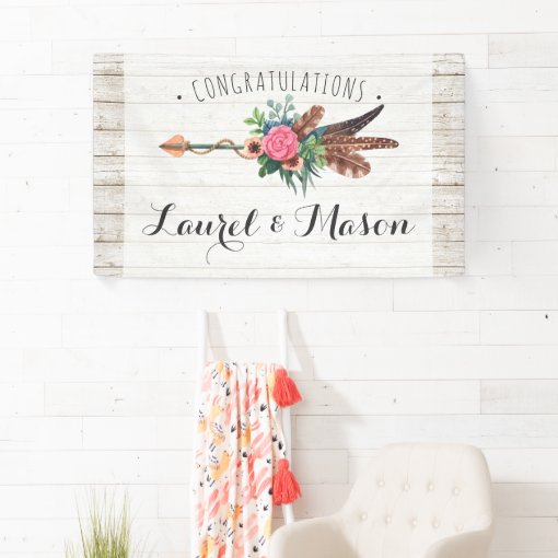 Rustic Bohemian Arrow Wedding Congratulations Sign | Zazzle