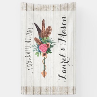 Rustic Bohemian Arrow Wedding Congratulations Sign | Zazzle