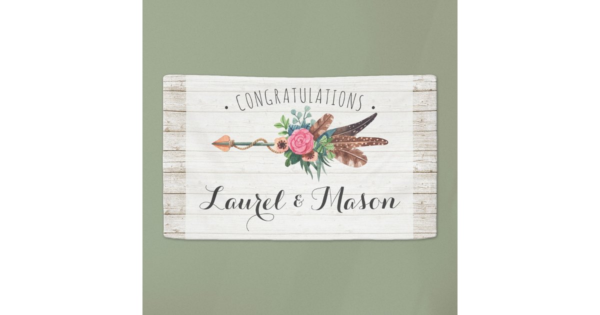 Rustic Bohemian Arrow Wedding Congratulations Sign | Zazzle