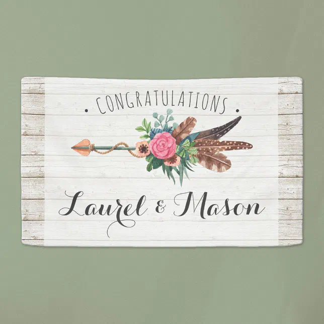 Rustic Bohemian Arrow Wedding Congratulations Sign | Zazzle