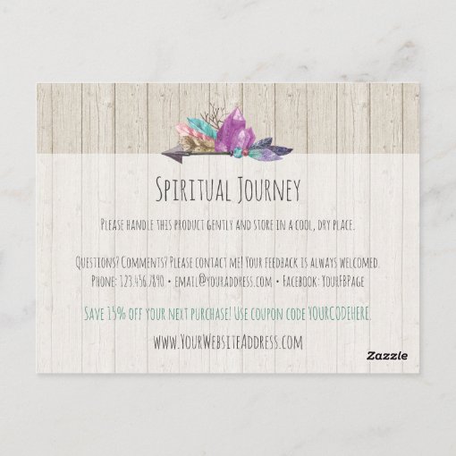 Rustic Bohemian Crystals & Arrow Watercolor Wood Postcard | Zazzle