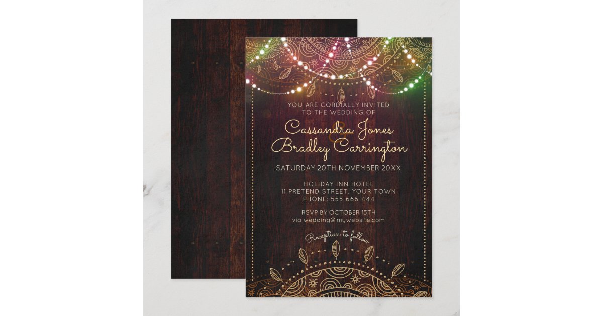 Rustic Bohemian Nights Wedding Invitation | Zazzle