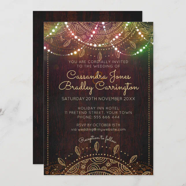 Rustic Bohemian Nights Wedding Invitation | Zazzle