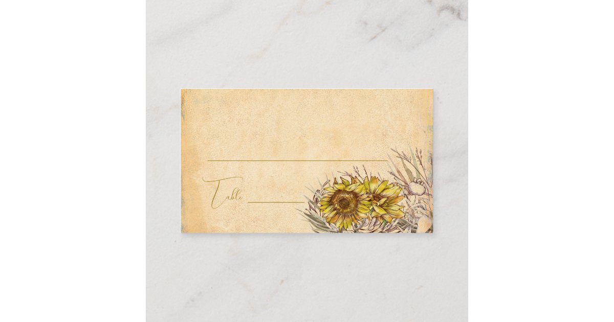 Rustic Bohemian Sunflower Place Card | Zazzle