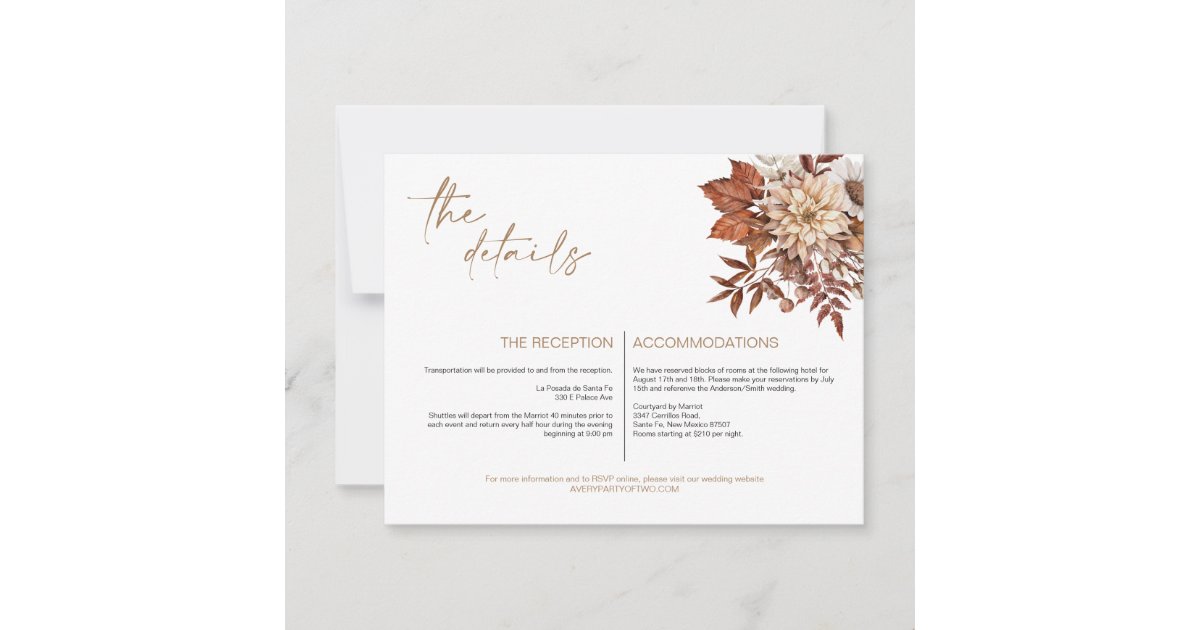 Rustic Bohemian Terracotta Floral Details Card | Zazzle