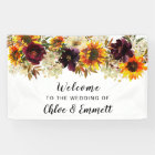 Rustic Boho Autumn Floral Wedding Welcome Banner | Zazzle