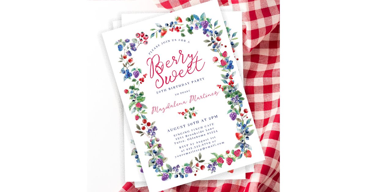 Rustic Boho Berry Sweet Summer 30th Birthday Invitation | Zazzle