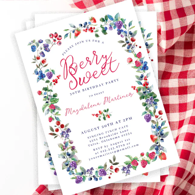 Rustic Boho Berry Sweet Summer 30th Birthday Invitation | Zazzle