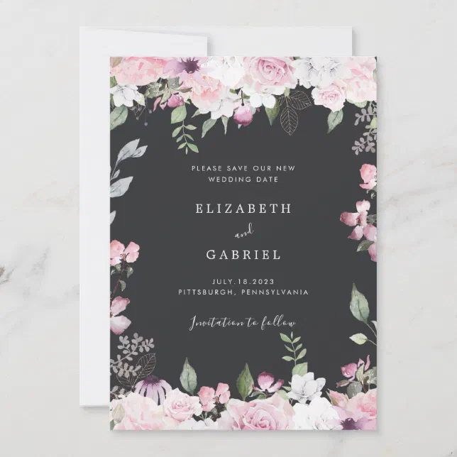 Rustic Boho Blooms Flowers Photo CHANGE OF DATE Save The Date | Zazzle