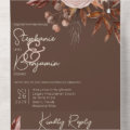 Rustic Boho Blush Neutrals Floral Brown QR Code All In One Invitation ...