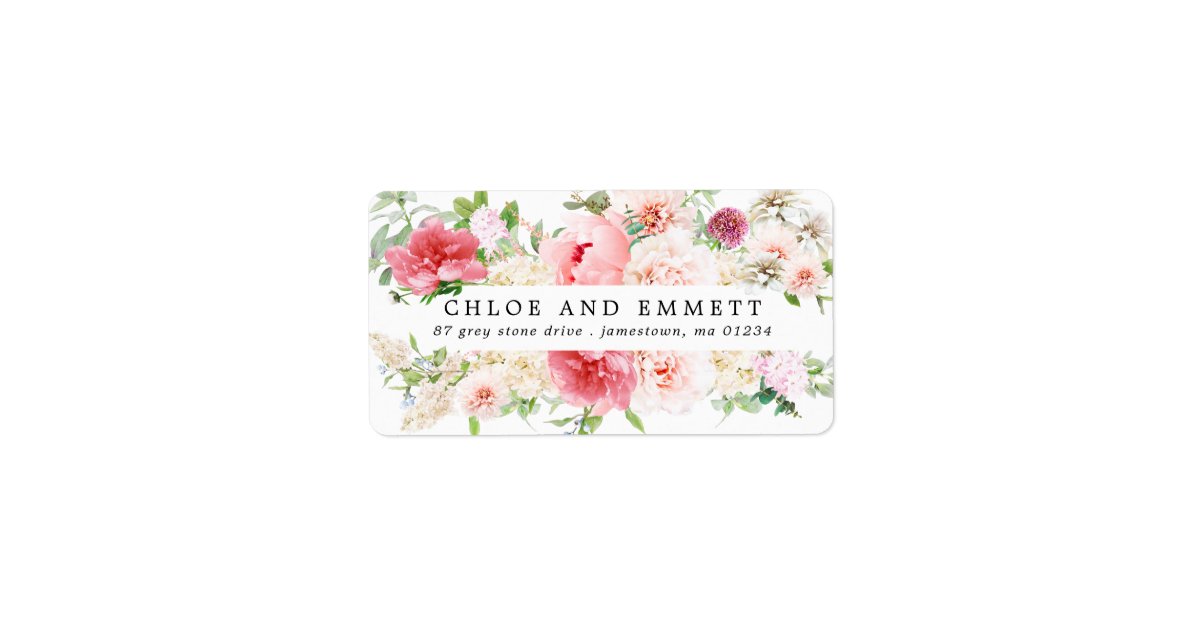 Rustic Boho Blush Pink Peony Floral Address Label | Zazzle