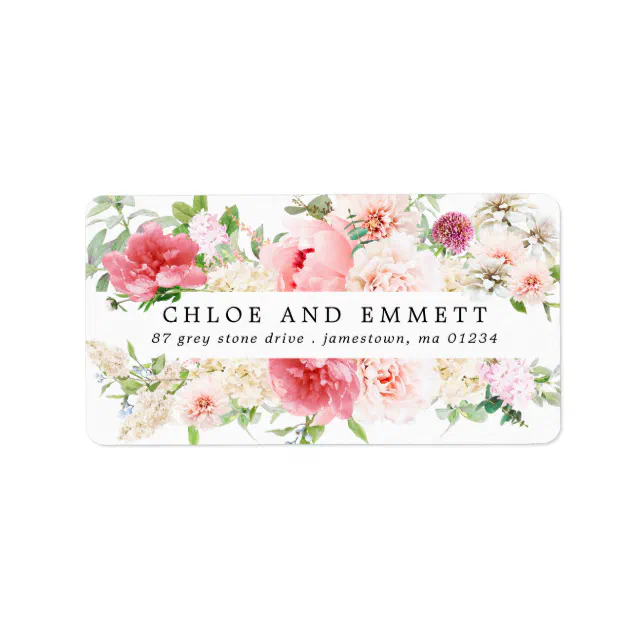 Rustic Boho Blush Pink Peony Floral Address Label | Zazzle