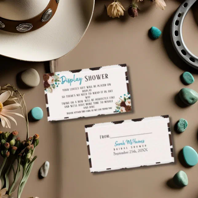 Rustic Boho Bridal Display Shower Turquoise Enclosure Card | Zazzle
