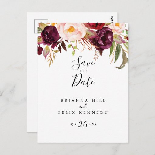 Rustic Boho Colorful Floral Save the Date Postcard | Zazzle