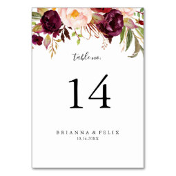 Rustic Boho Colorful Floral Wedding Table Number | Zazzle
