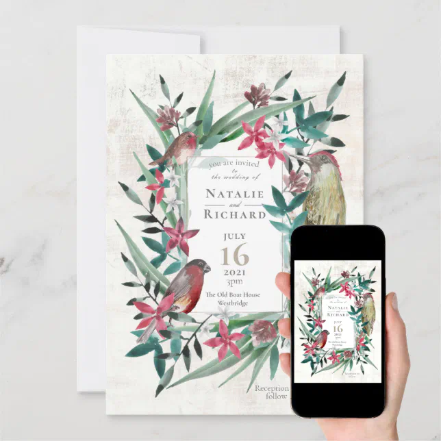 Rustic boho countryside watercolour nature invitation | Zazzle