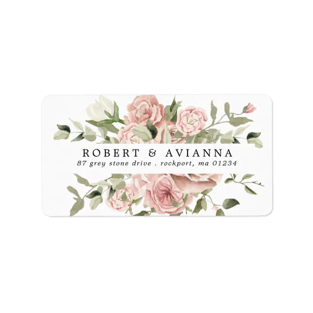 Rustic Boho Dusty Pink Rose Floral Address Label | Zazzle