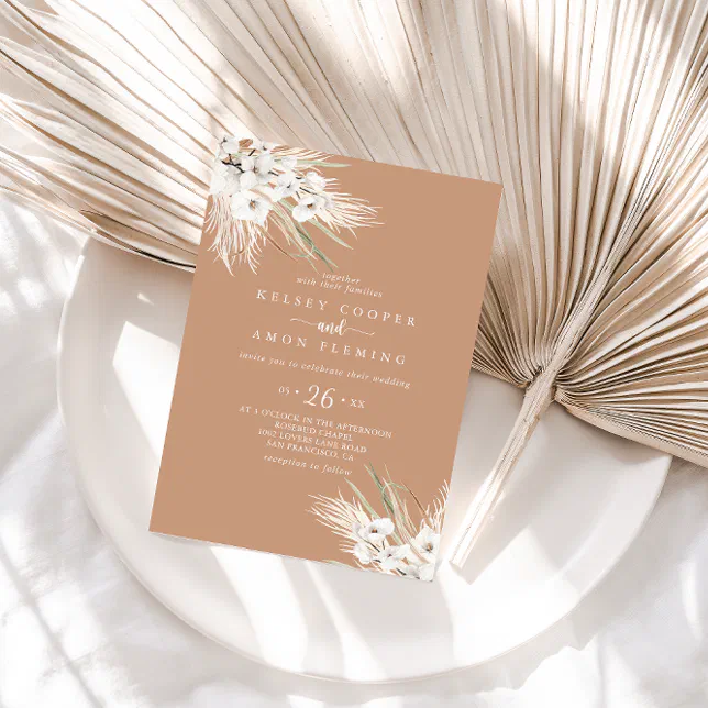 Rustic Boho Elegant Floral Casual Wedding Invitation | Zazzle