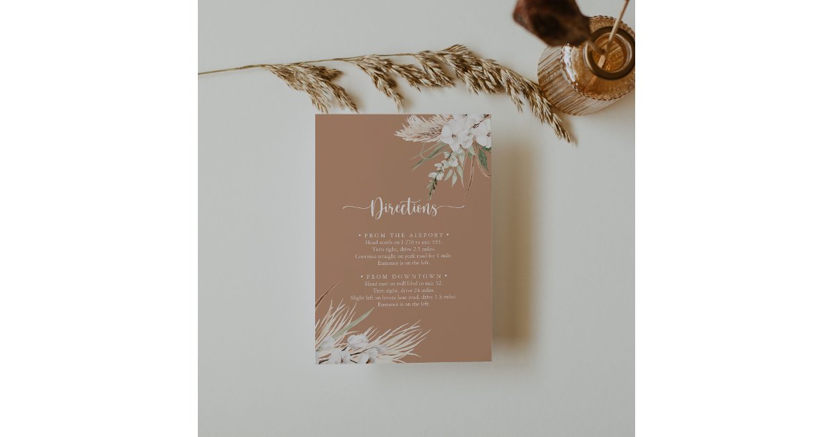 Rustic Boho Elegant Floral Wedding Directions Enclosure Card | Zazzle