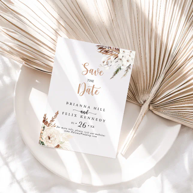 Rustic Boho Elegant Floral Wedding Save The Date | Zazzle