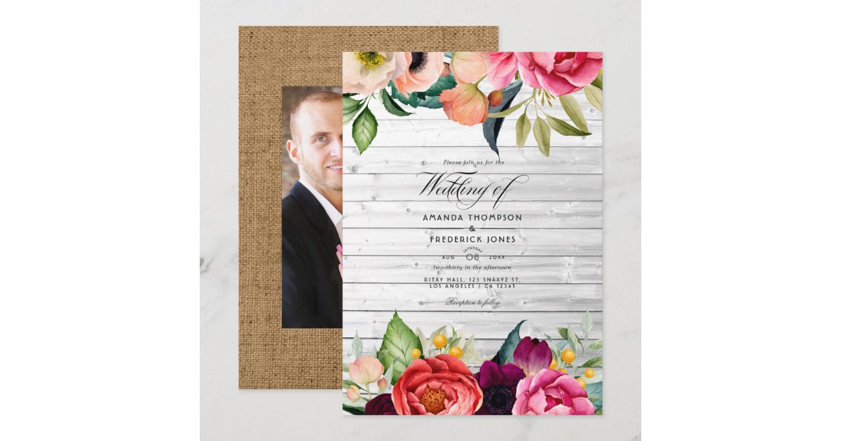 Rustic Boho Floral Bohemian Wedding Invitation | Zazzle