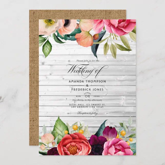 Rustic Boho Floral Bohemian Wedding Invitation | Zazzle